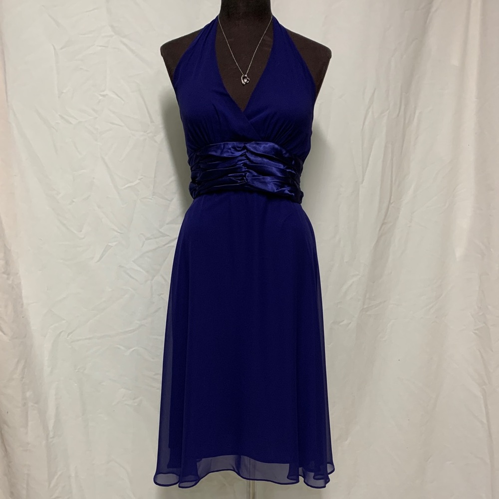 Dress Barn Collection Royal Blue Halter Dress. - Gem